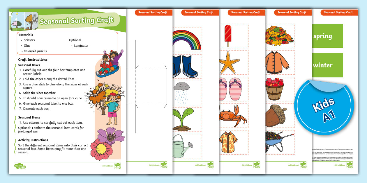 Twinkl Seasonal Sorting Craft for Kids (teacher made)