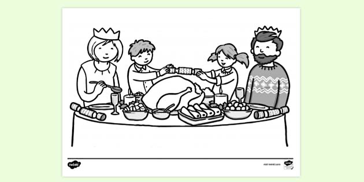 Eating Christmas Dinner Colouring Sheet | Twinkl - Twinkl