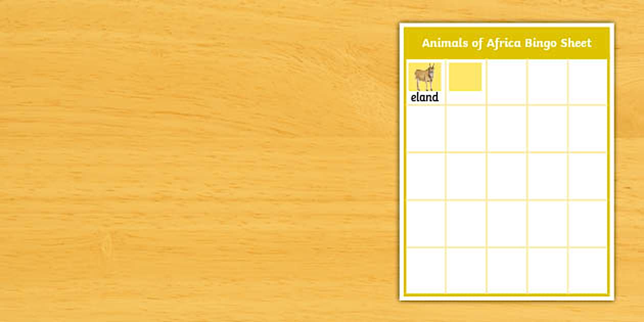 Animals of Africa Junior Bingo Sheet (Teacher-Made) - Twinkl