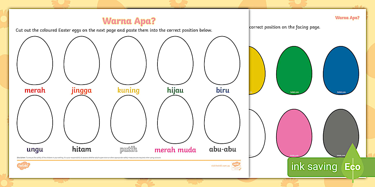 Easter Egg Colour Match - Indonesian (teacher made) - Twinkl