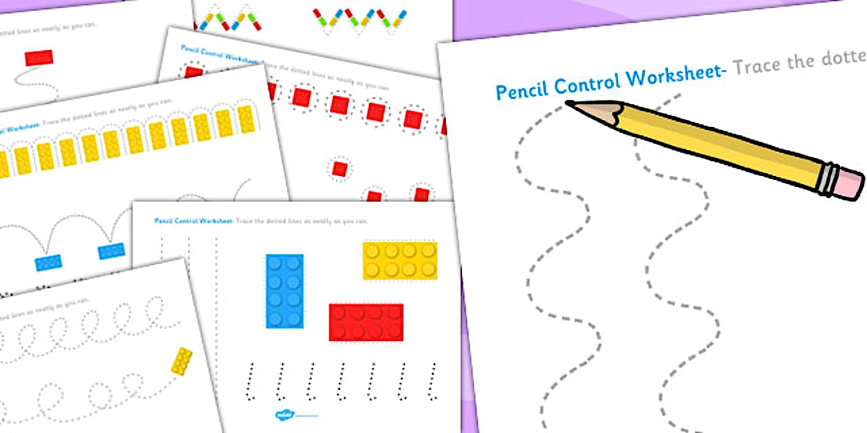 Building Brick Themed Pencil Control Worksheets - Twinkl