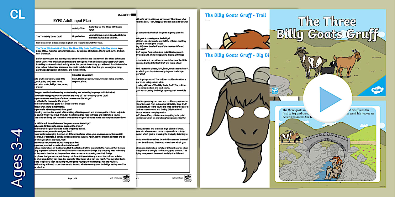 EYFS Listening for The Three Billy Goats Gruff Plan - Twinkl