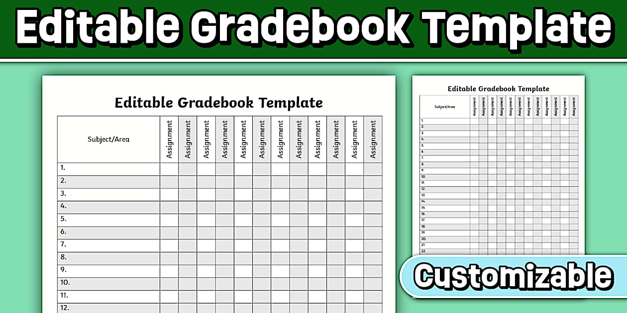 Editable Gradebook Template