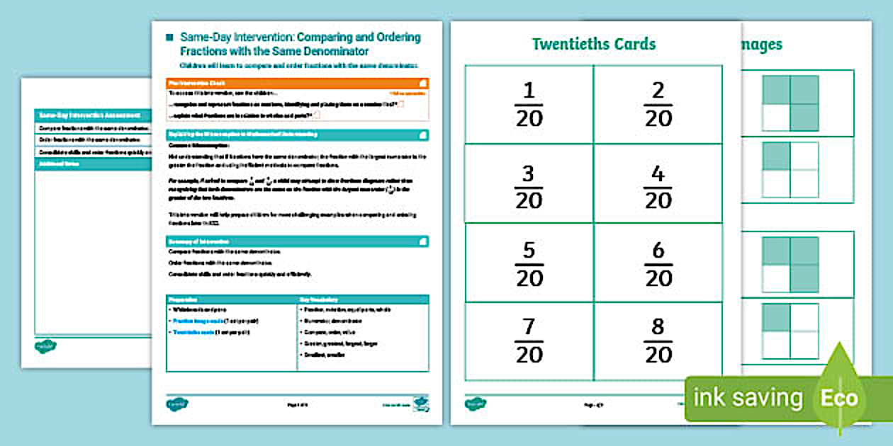 👉 Y3 Maths Intervention Plan: Comparing and Ordering Fractions