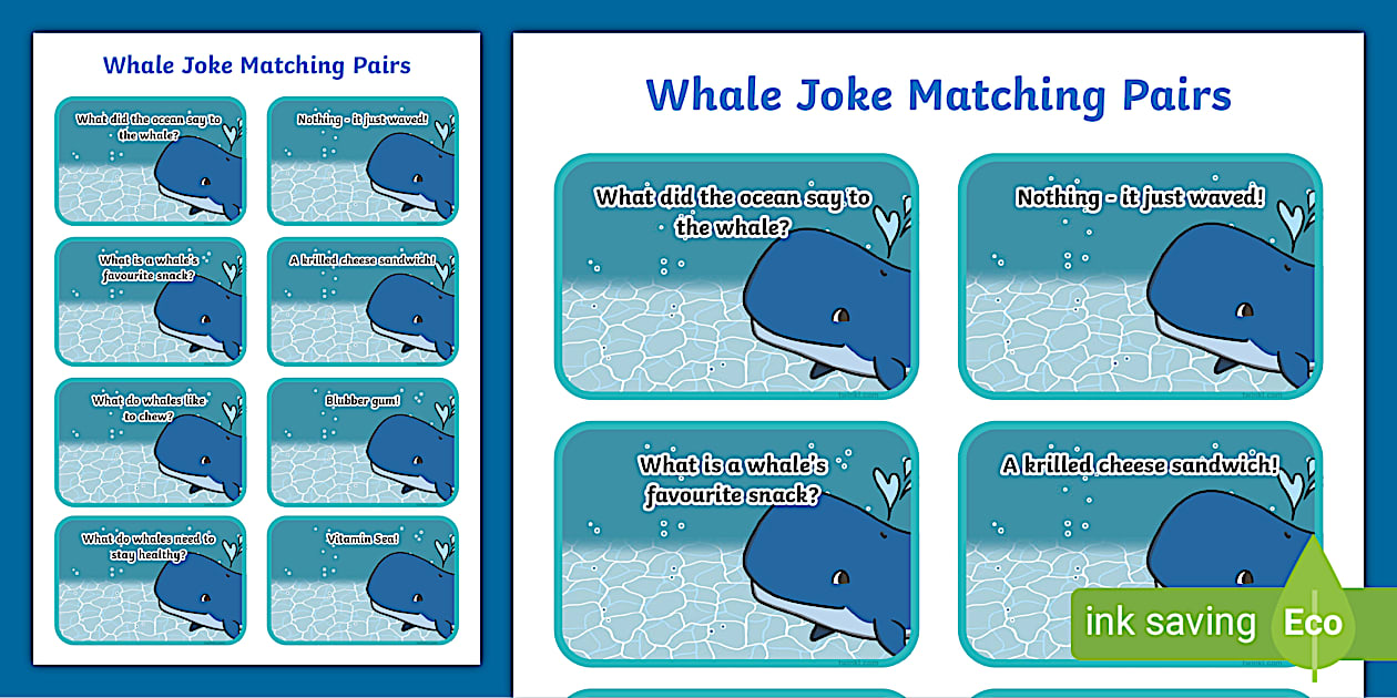 Whale Joke Matching Pairs (teacher made) - Twinkl