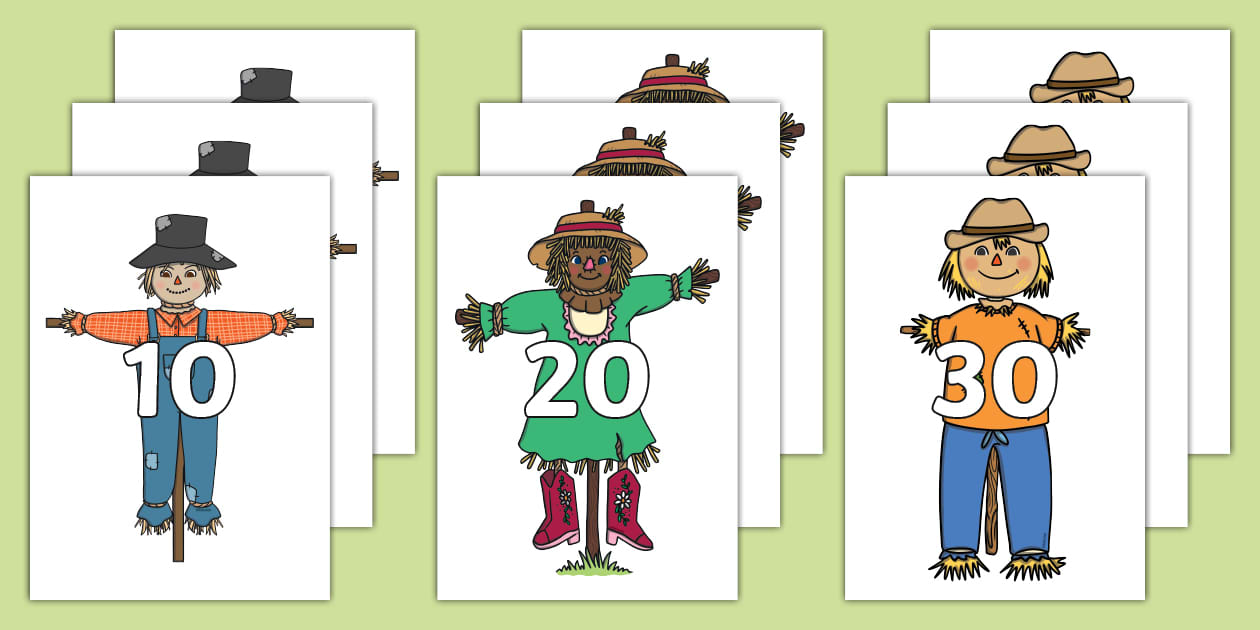 👉 Numbers 0-30 on Scarecrows | Twinkl - Twinkl