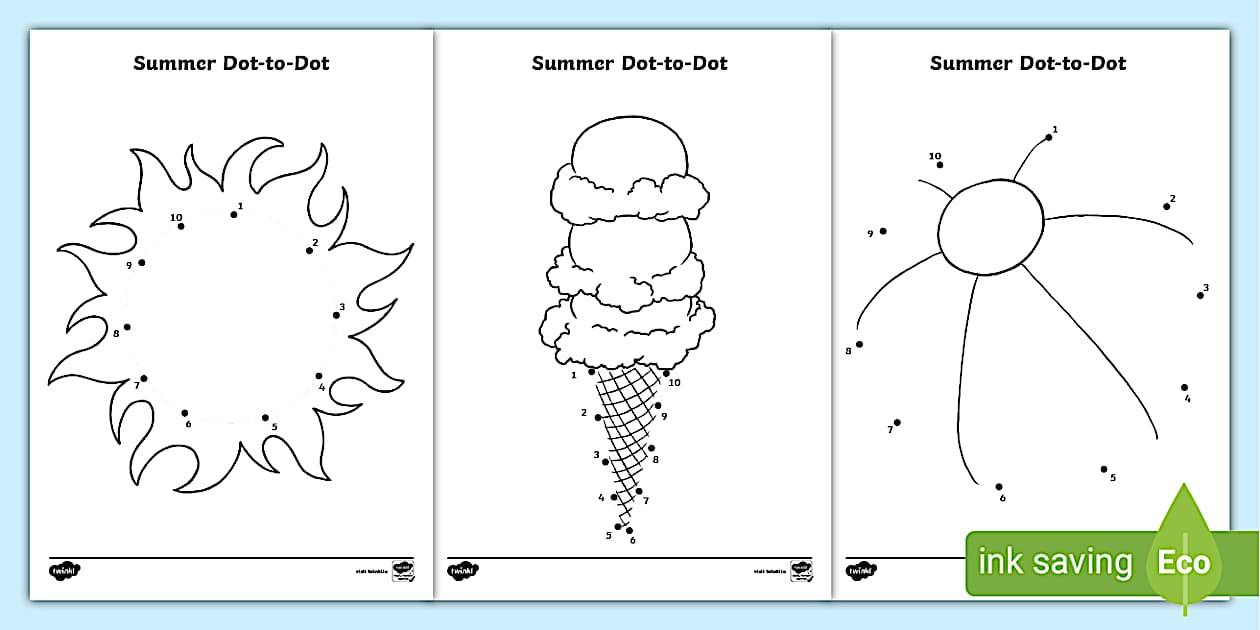 Summer Dot to Dot Worksheet (teacher made) - Twinkl