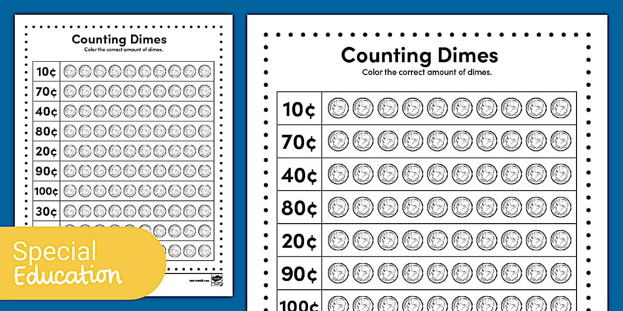 Counting Dimes Worksheet | Financial Literacy | Twinkl USA