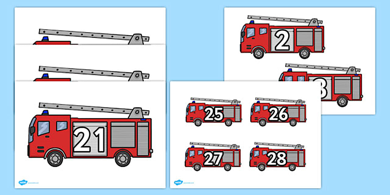 👉 Numbers on Fire Engines Pack (teacher made) - Twinkl