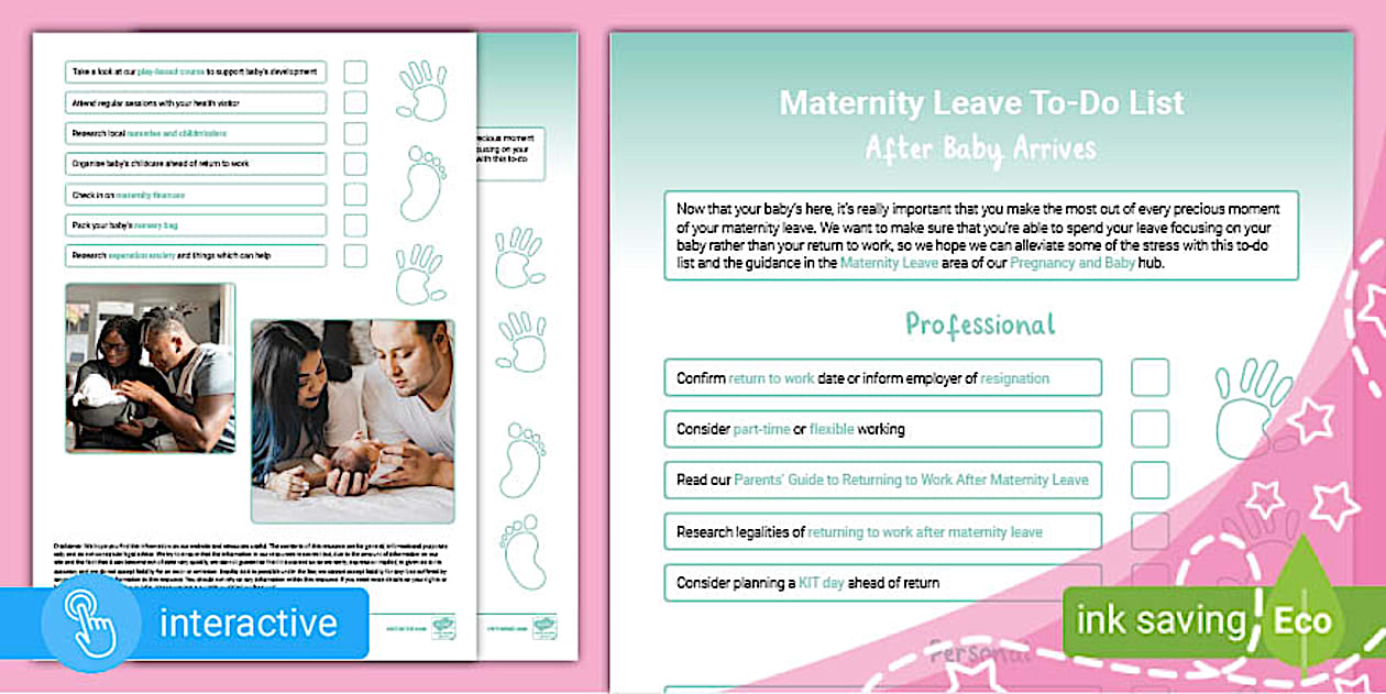 Maternity Leave To-Do List - After Baby Arrives - Twinkl