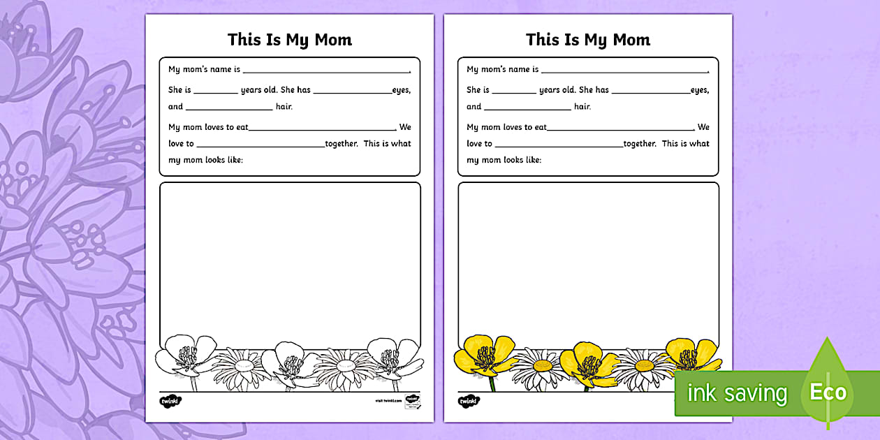 This Is My Mom Fill in the Blanks Worksheet / Worksheet