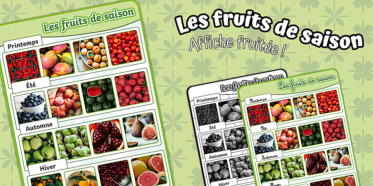 Affiche : Les fruits de saison - Twinkl