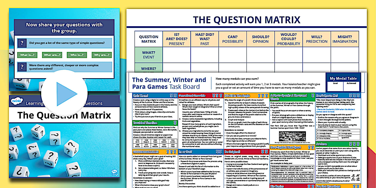 Summer, Winter and Para Games Task Board (Year 7-8) - Twinkl