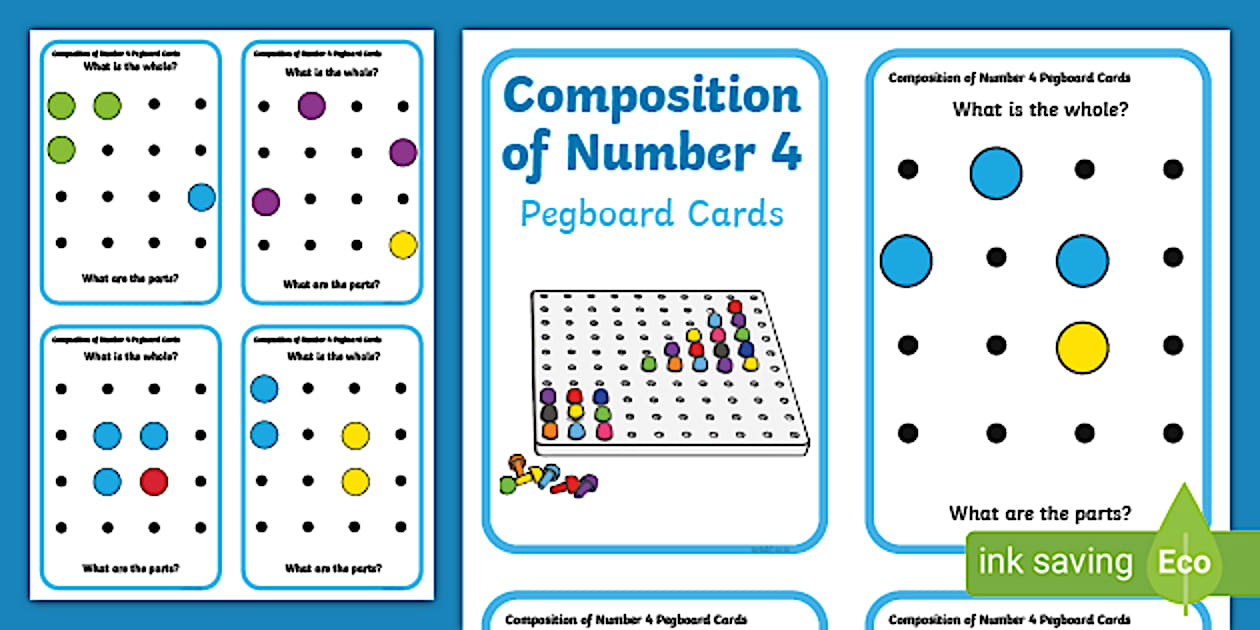 👉 Composition of Number 4 Pegboard Cards (teacher made)