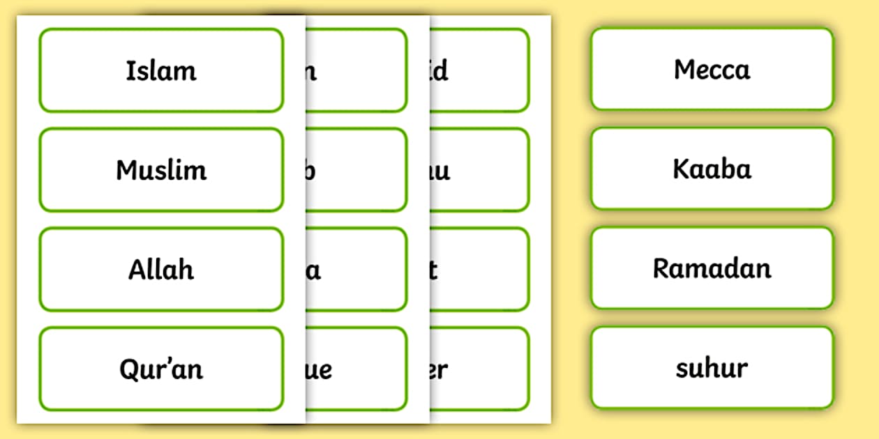 Editable Islam Word Cards (teacher made) - Twinkl