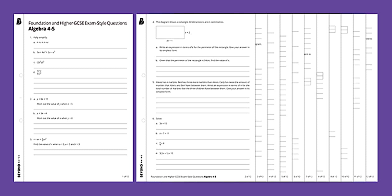 👉 Algebra Exam Questions - Grade 4 to 5 | KS4 Maths | Beyond