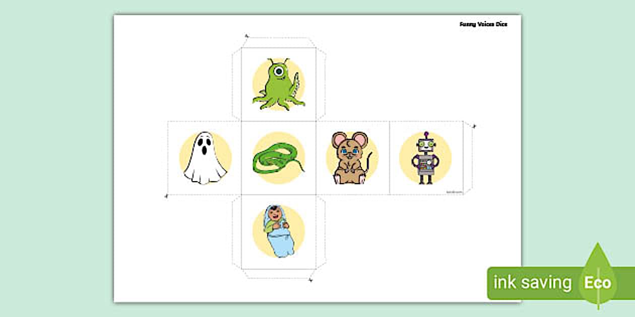 👉 Funny Voices Dice (teacher made) - Twinkl