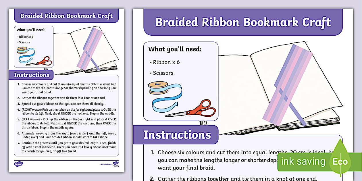 Braided Ribbon- Bookmark Ideas Craft (teacher made) - Twinkl