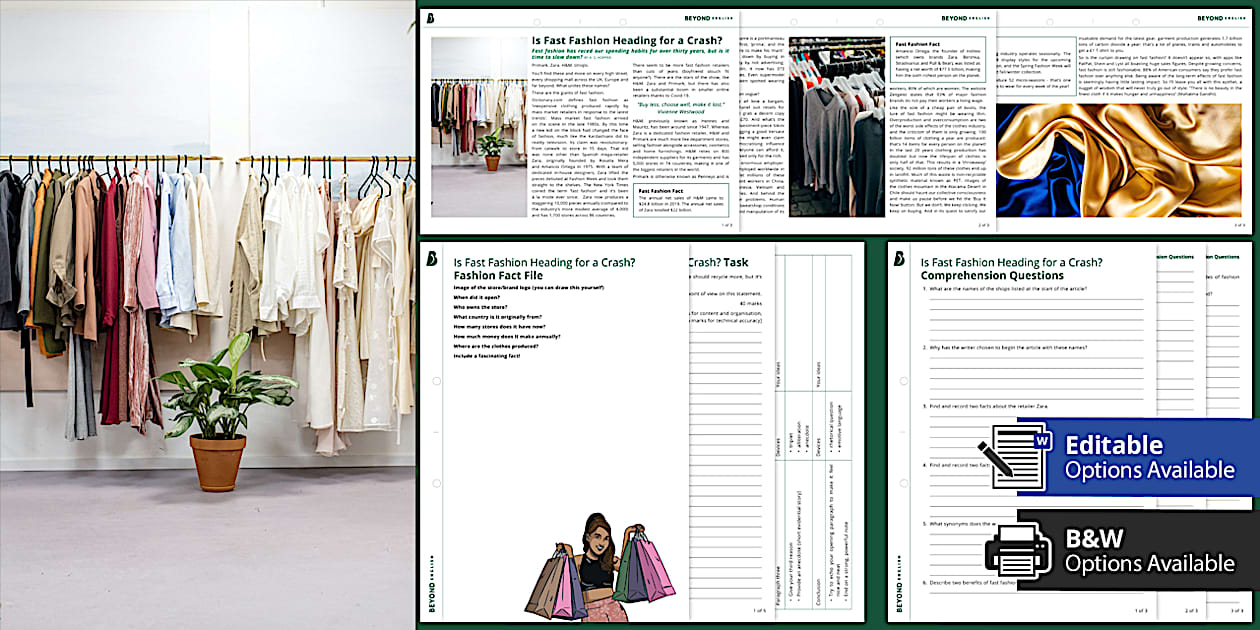 Fast Fashion Industry | KS3 Reading Comprehensions | Beyond