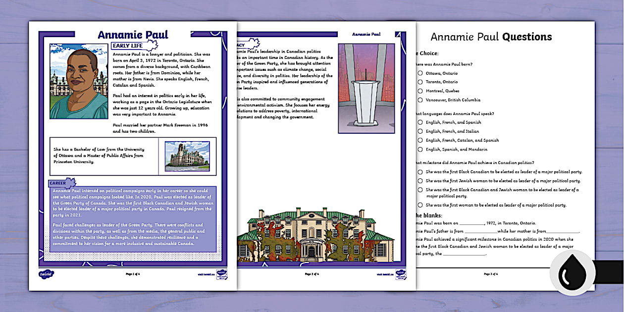 Annamie Paul Intermediate Reading Comprehension - Twinkl
