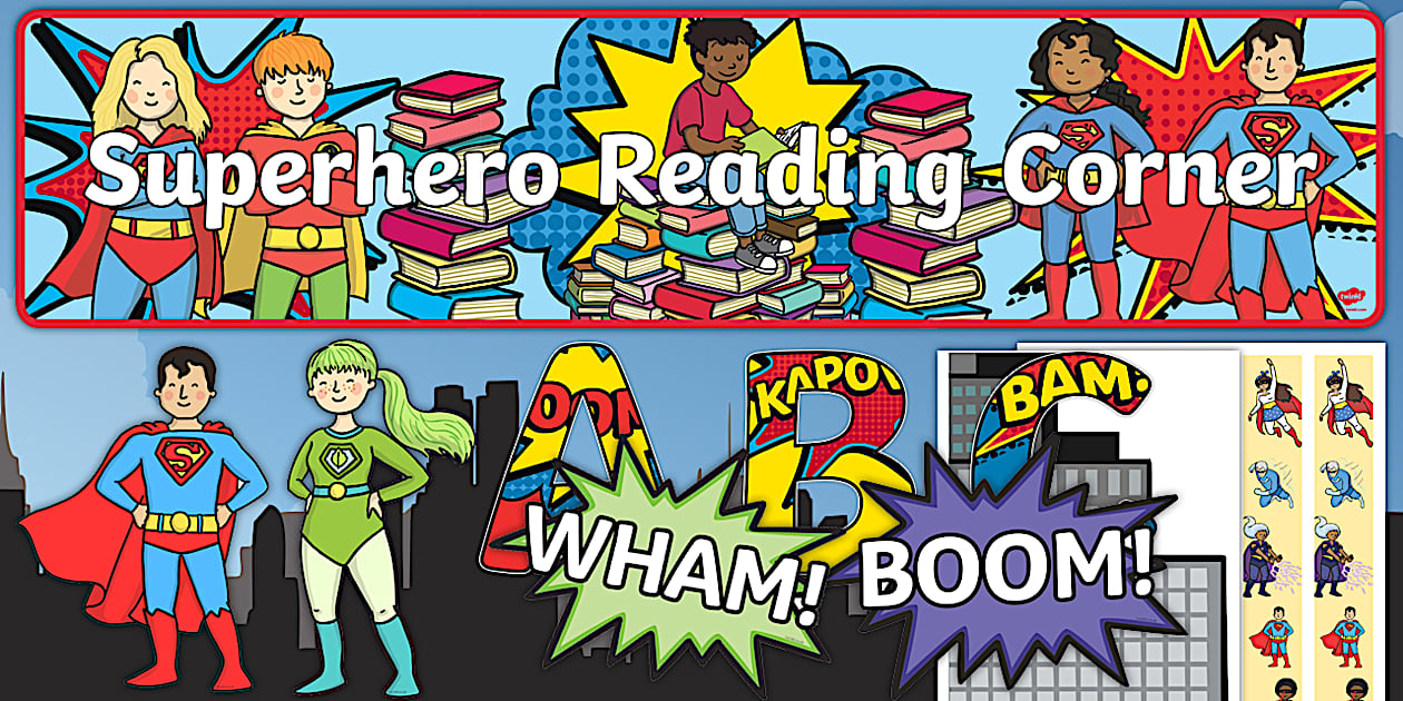 Precursive Reading Corner Superhero Themed Display Pack