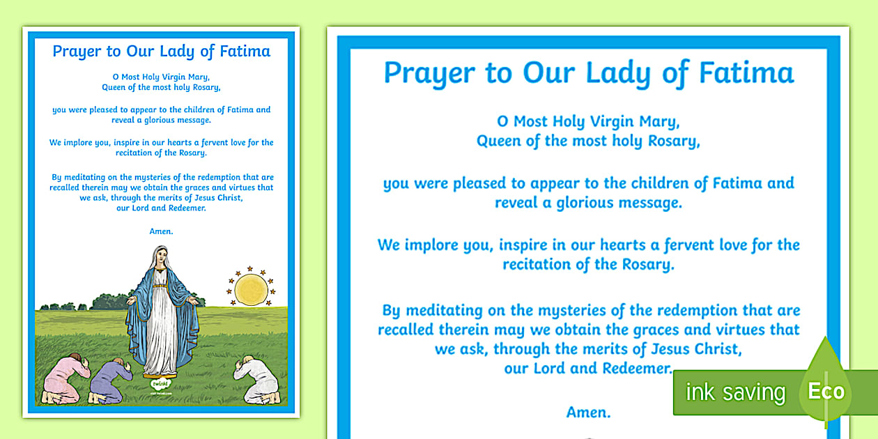 Prayer to Our Lady of Fatima Display Poster - Twinkl