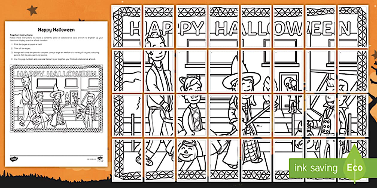 Halloween Collaborative Colouring Pages (teacher made)