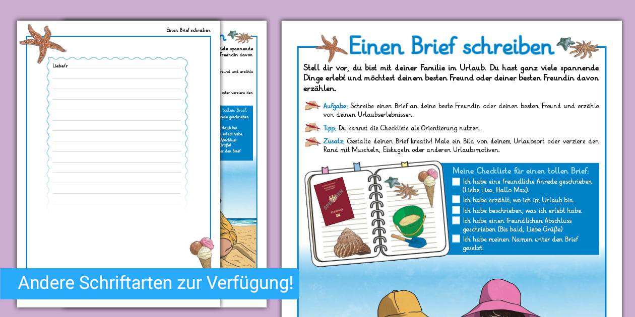 Einen Brief schreiben - Arbeitsblatt (teacher made) - Twinkl