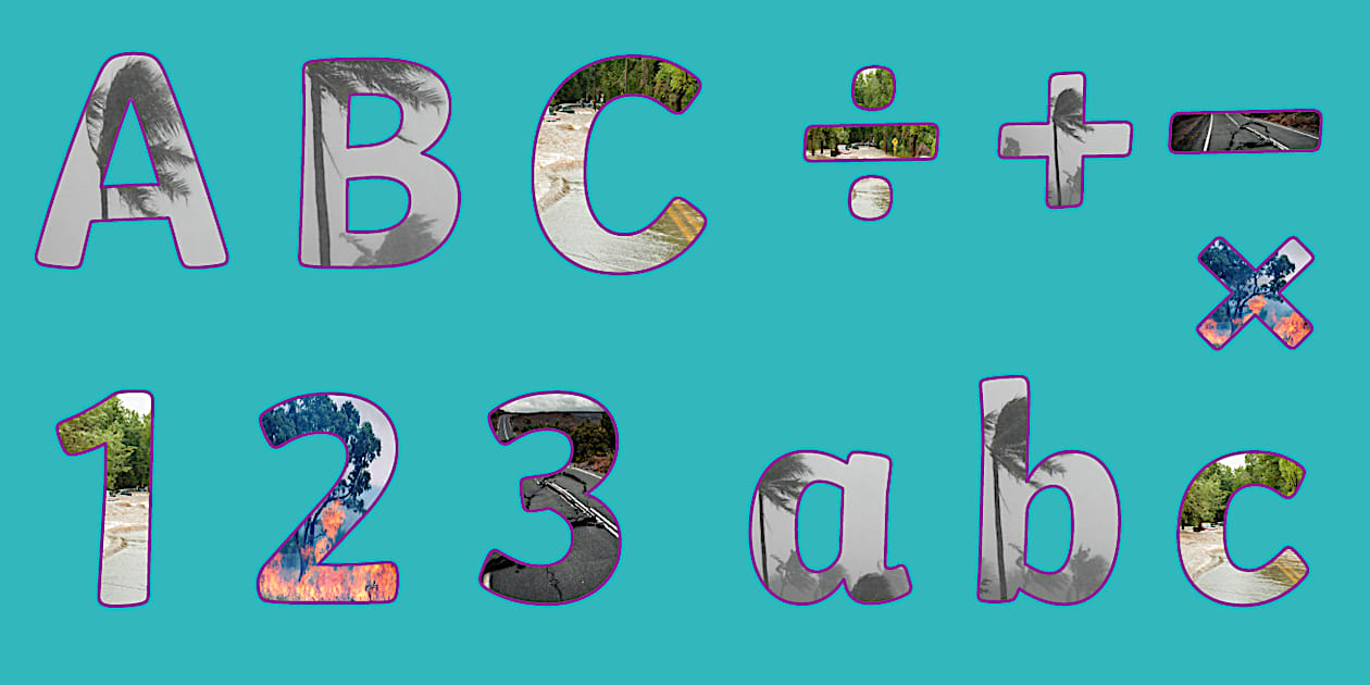 Natural Phenomena Bulletin Board Letters and Numbers