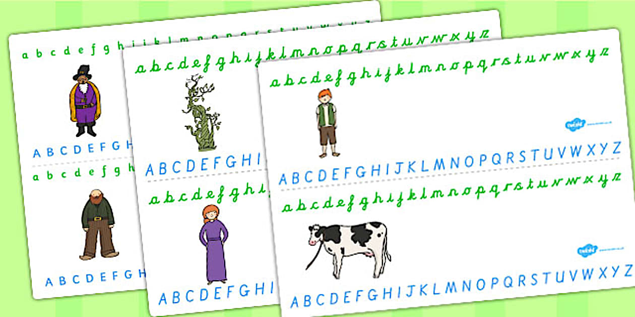 Cursive Jack and the Beanstalk Alphabet Strips - Twinkl