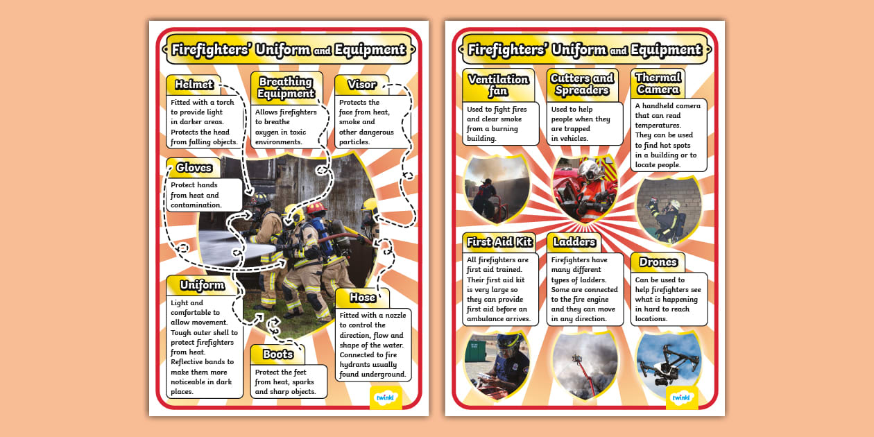 Firefighters' Uniform and Equipment Posters - Twinkl - KS1