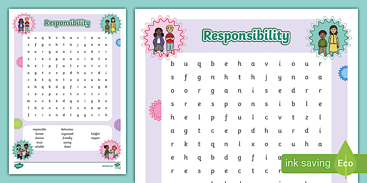 Responsibility Word Search (Teacher-Made) - Twinkl