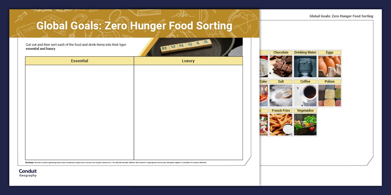 Global Goals: Zero Hunger Food Sorting Activity - Twinkl