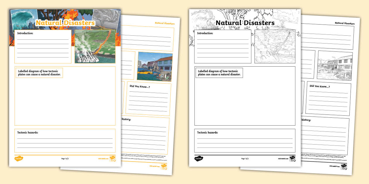 Natural Disasters Non-Chronological Report Template - Twinkl