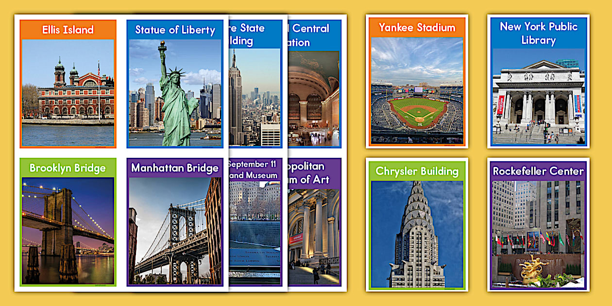 New York City Landmark Photo Flash Cards (teacher made)