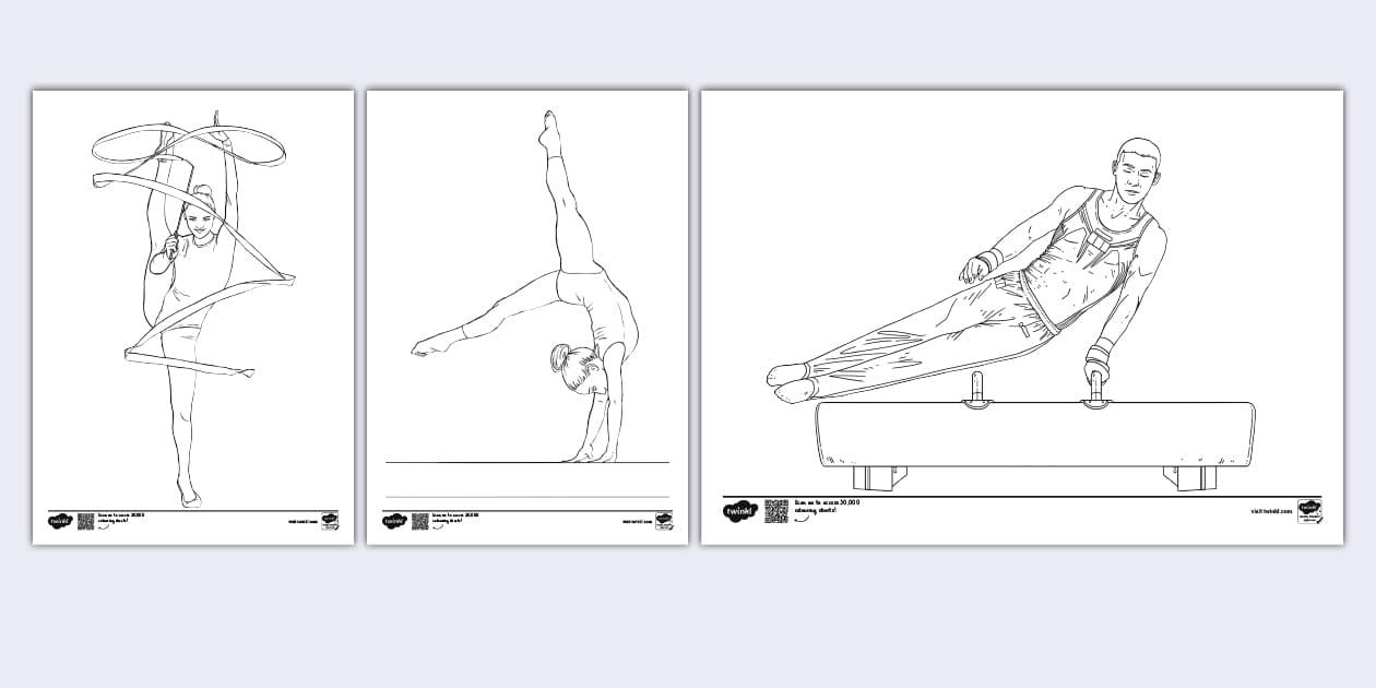 Gymnastics Colouring Pages (teacher made) - Twinkl