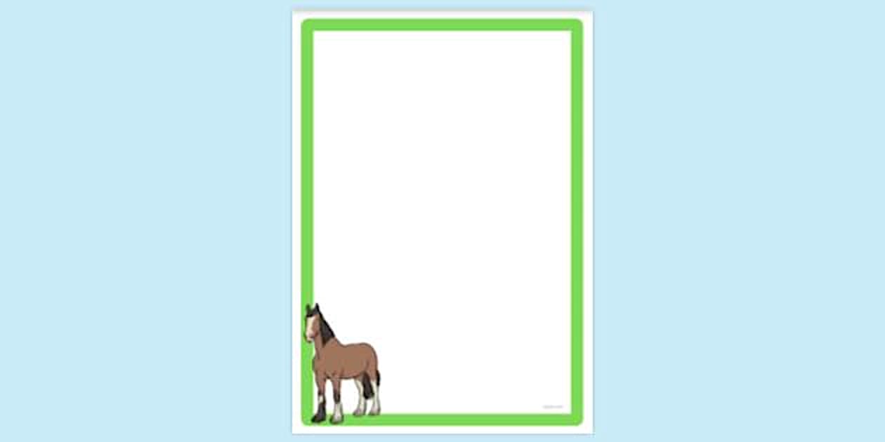 Simple Blank Shire Horse Page Border | Page Borders | Twinkl