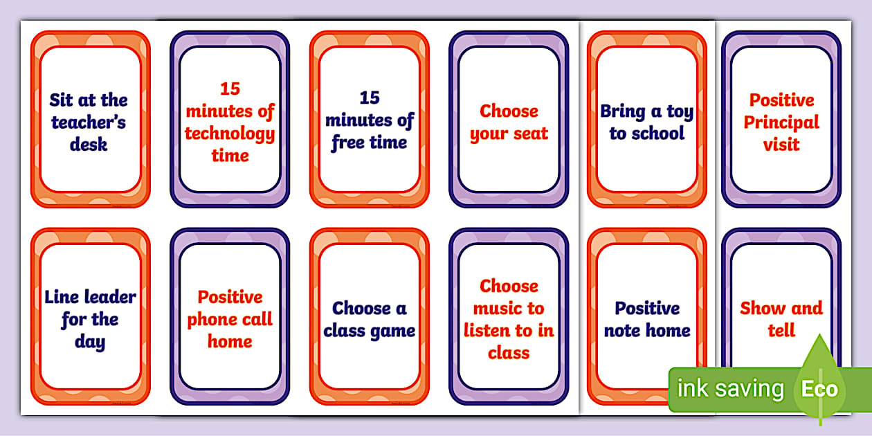Classroom Reward Cards (teacher made) - Twinkl