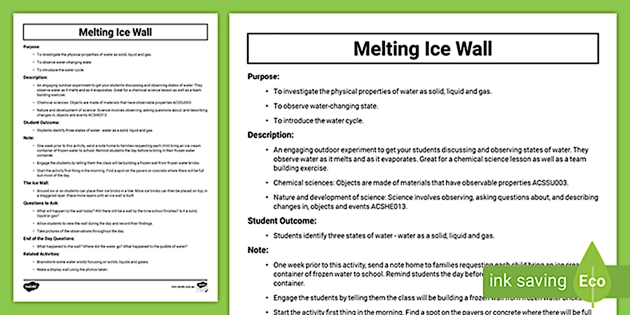 Melting Ice Wall Experiment (teacher made) - Twinkl