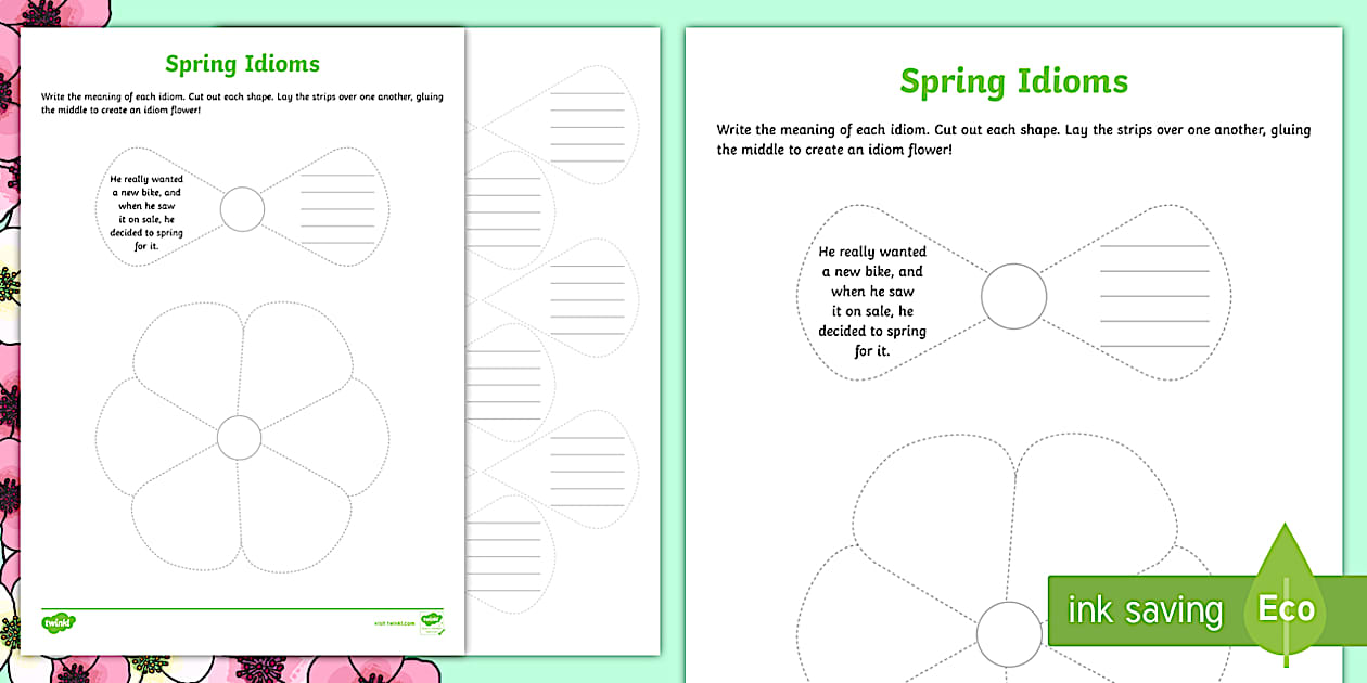 Spring Idioms Flower Activity Worksheet - ELA - Figurative Language