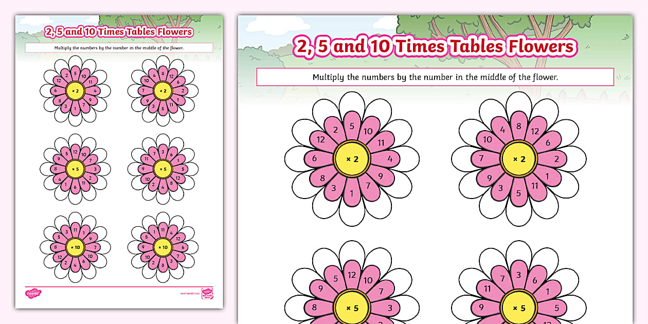 Mixed 2, 5 and 10 Times Tables Flowers- KS1 (teacher made)