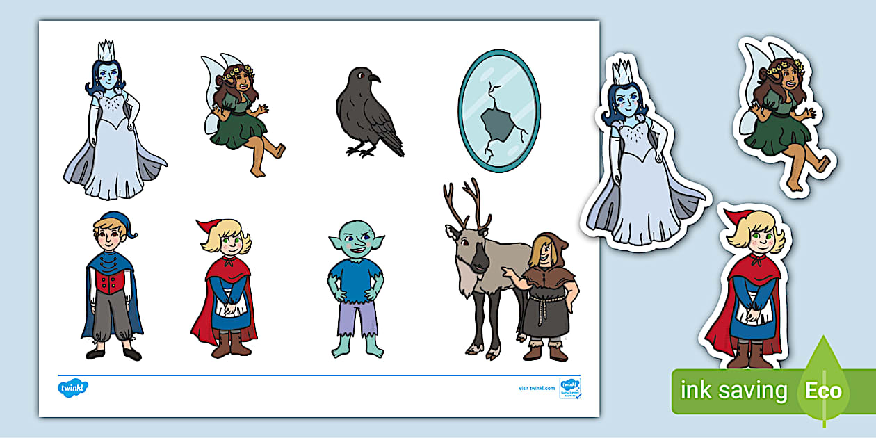 Black and White The Snow Queen Stick Puppets (teacher made)