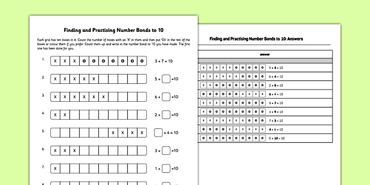 Finding and Practising Number Bonds to 10 (teacher made)