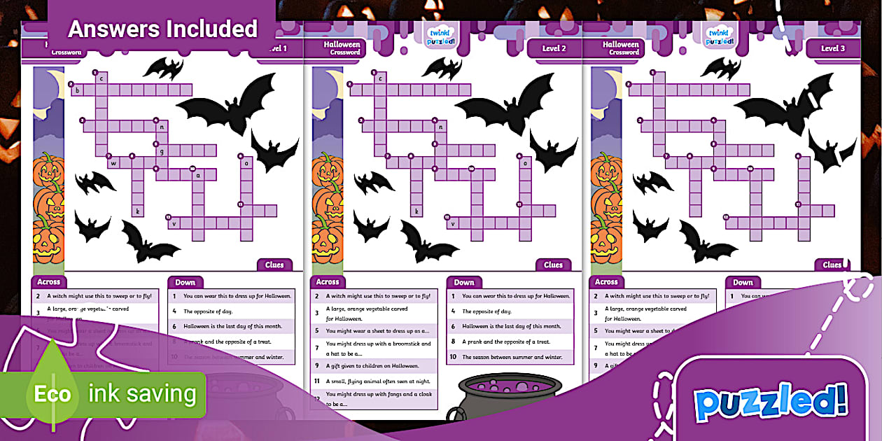 Halloween crossword - Twinkl Puzzled - kids (teacher made)