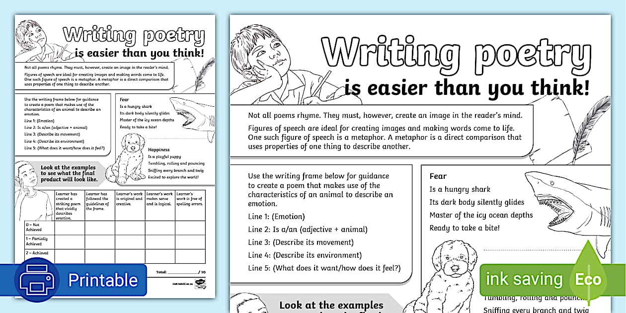 Metaphor Poem Writing Frame (teacher made) - Twinkl