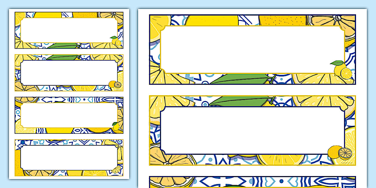 Mediterranean Lemon Blank Labels (teacher made) - Twinkl