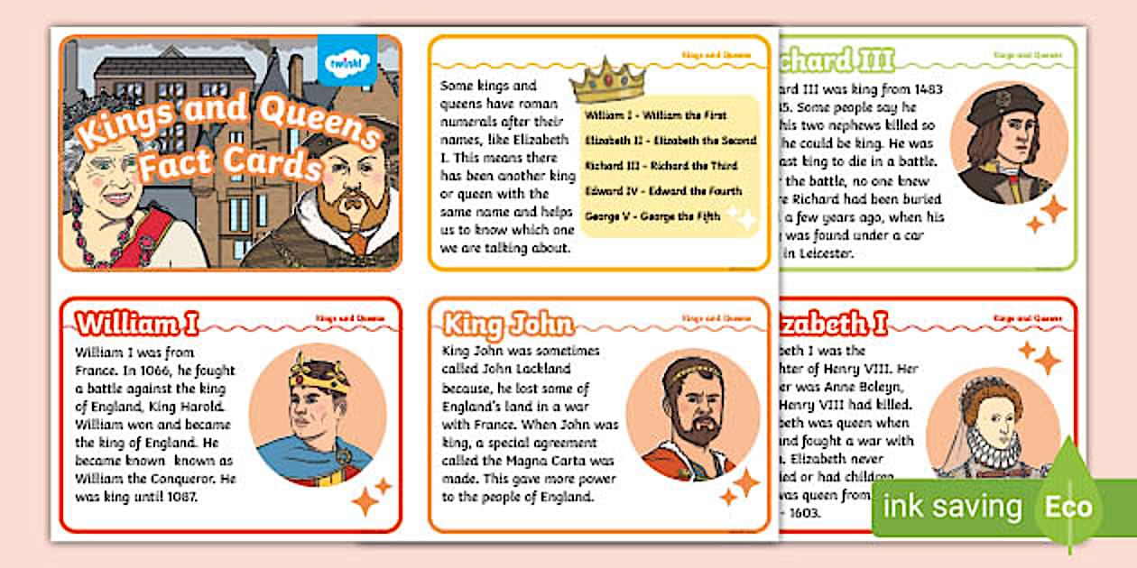 Kings and Queens Fact Cards (teacher made) - Twinkl