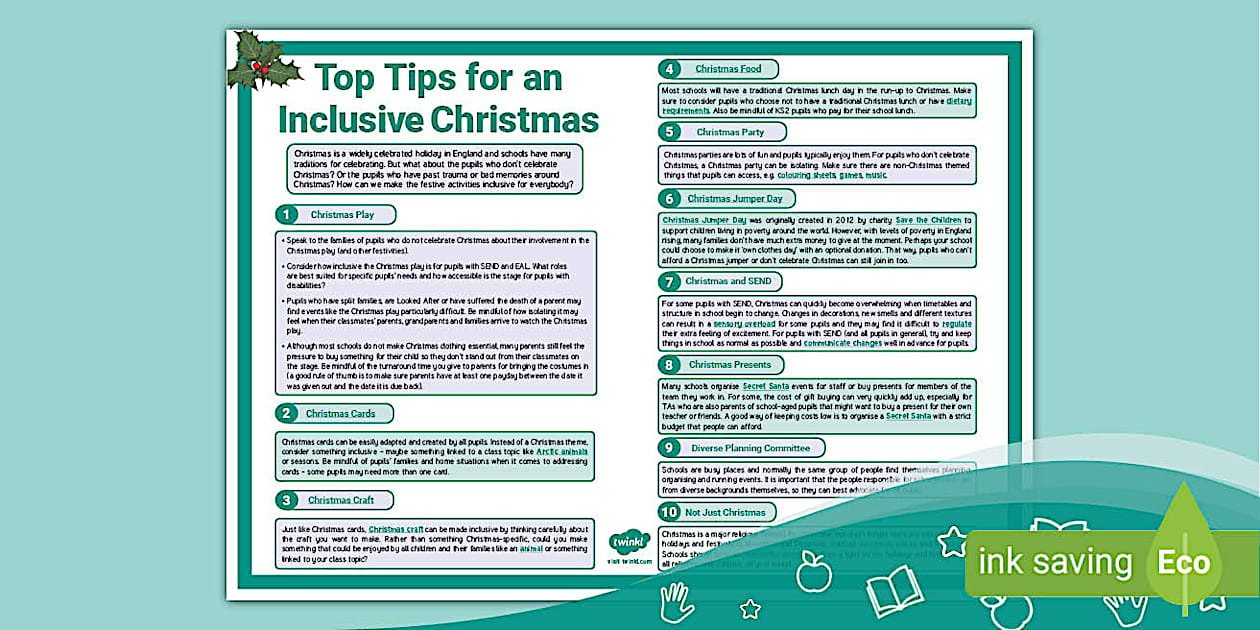 Top Tips for an Inclusive Christmas (teacher made) - Twinkl