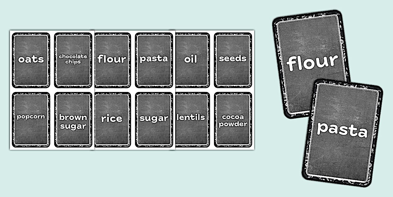 Chalkboard-Themed Kitchen Role-Play Ingredient Labels