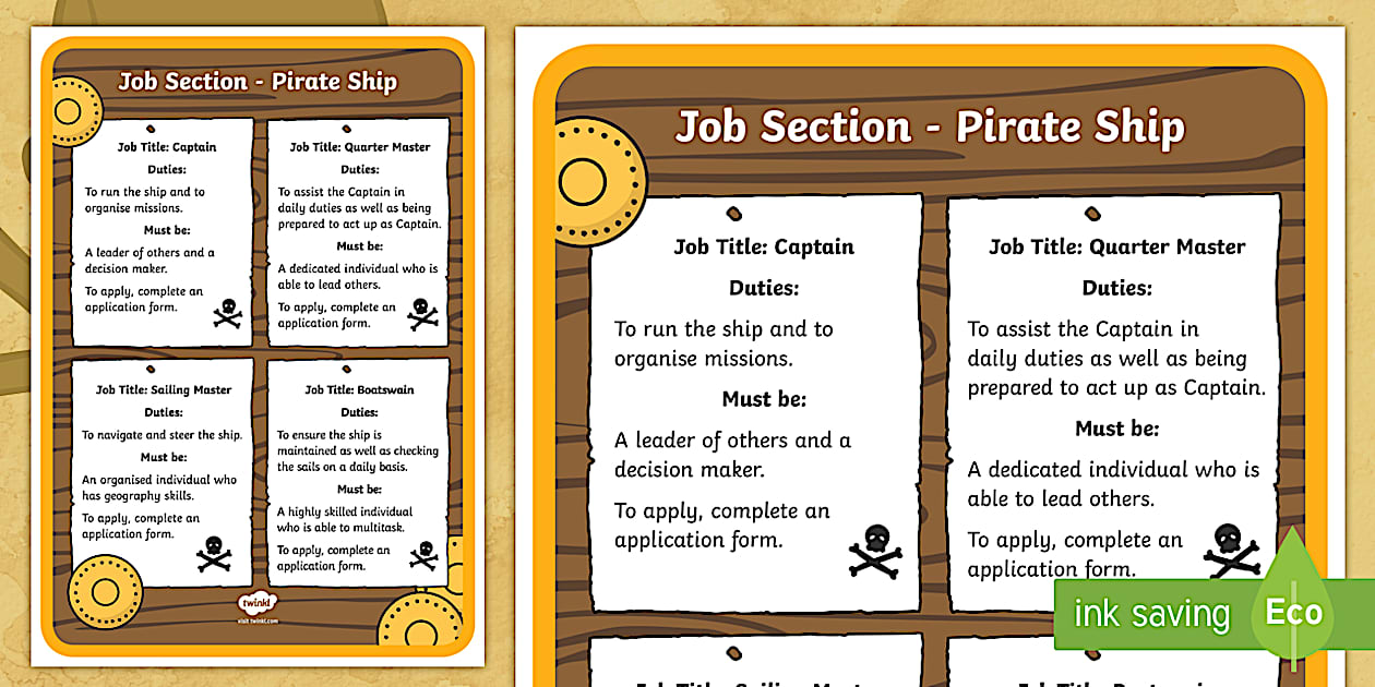 KS1 Pirate Ship Job Advert Activity (teacher made) - Twinkl